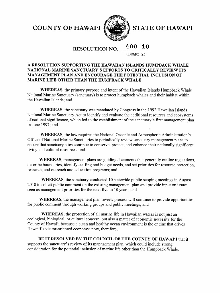 Hawaii County Council Resolution 12.10 | PDF | Resource | Hawaii