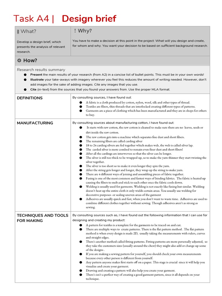 Design Brief for Personal Pouch | PDF | Sewing | Textiles