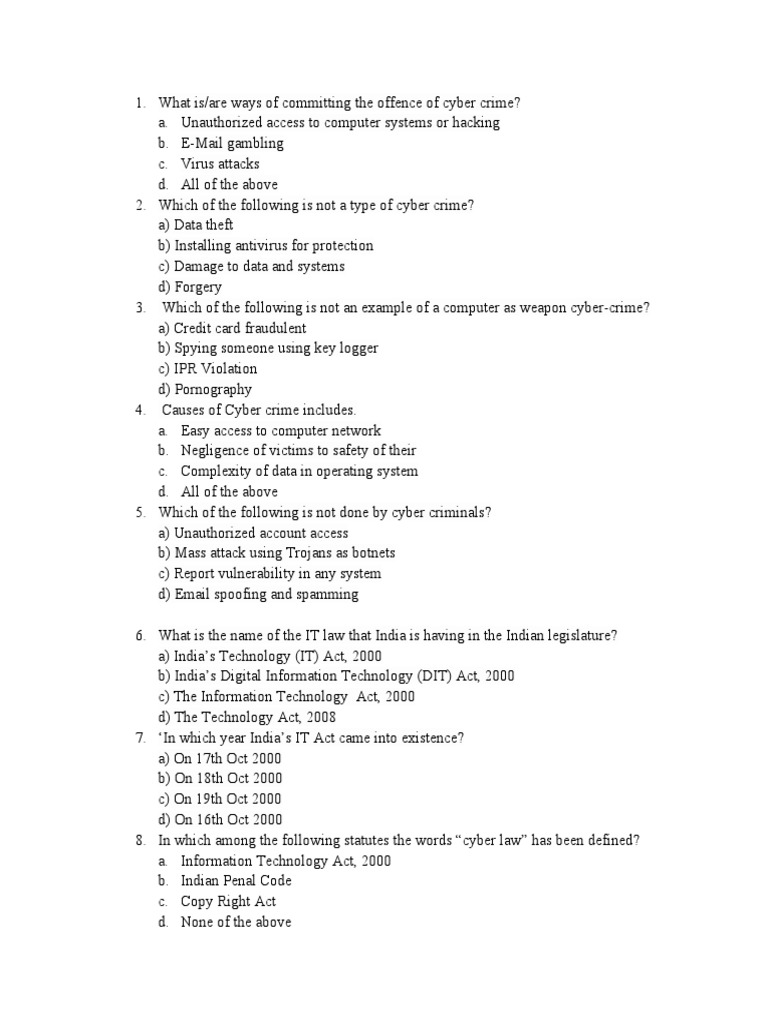 Cal311 MCQ | PDF | Cybercrime | Computer Security