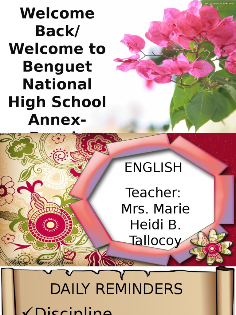 Welcome Back/ Welcome To Benguet National High School Annex-Puguis ...