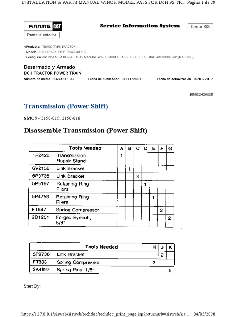 d6h Power Train Desarmado y Armado | PDF | Clutch | Transmission ...