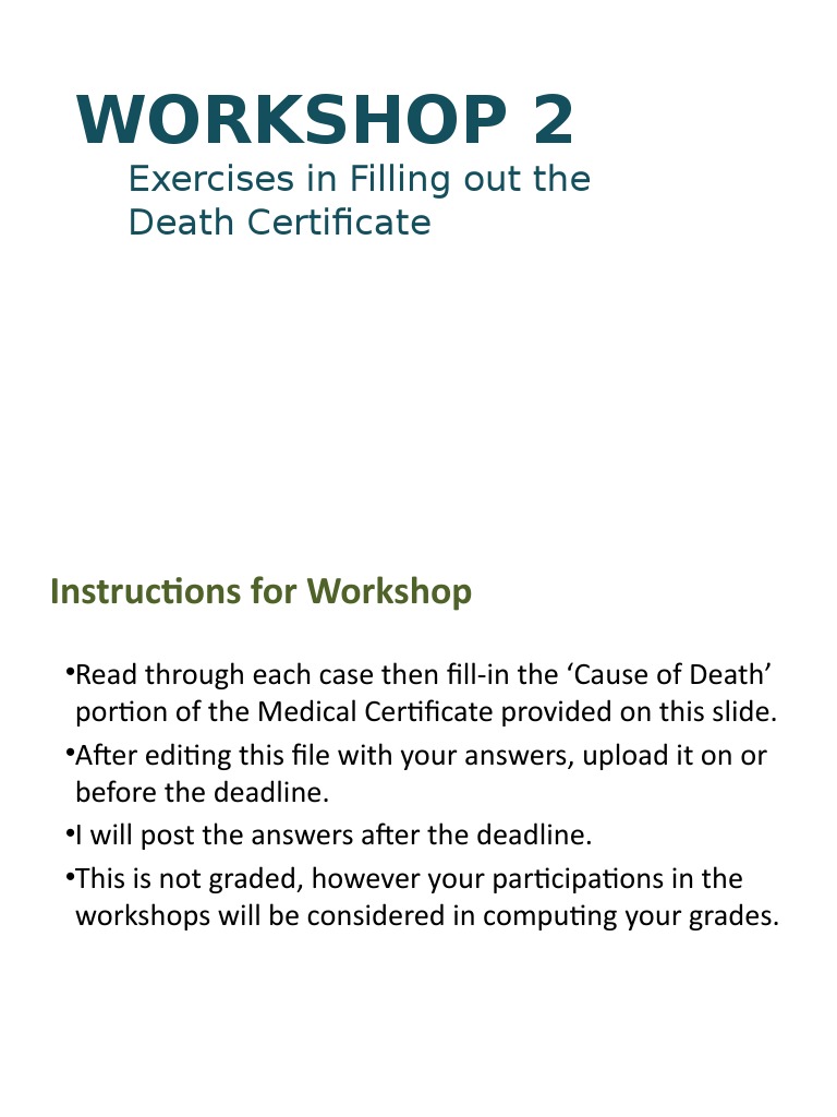 Providing Accurate Causes of Death: Sample Medical Certificate Case ...