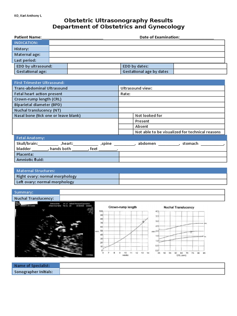 Obstetric Ultrasonography Results Department of Obstetrics and ...