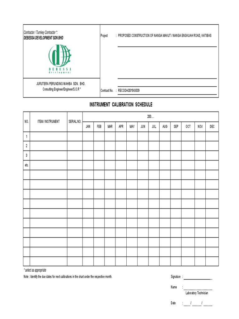 Road Construction Calibration Schedule | PDF