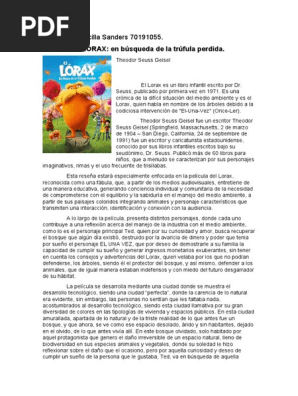Hojas De Trabajo Del Dr. Seuss Sobre El Lorax The Lorax Spanish | TPT