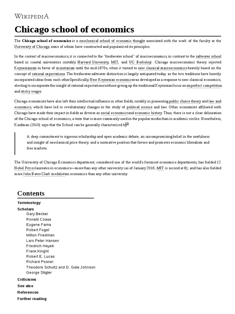 Chicago School of Economics | PDF | Economics | Economies