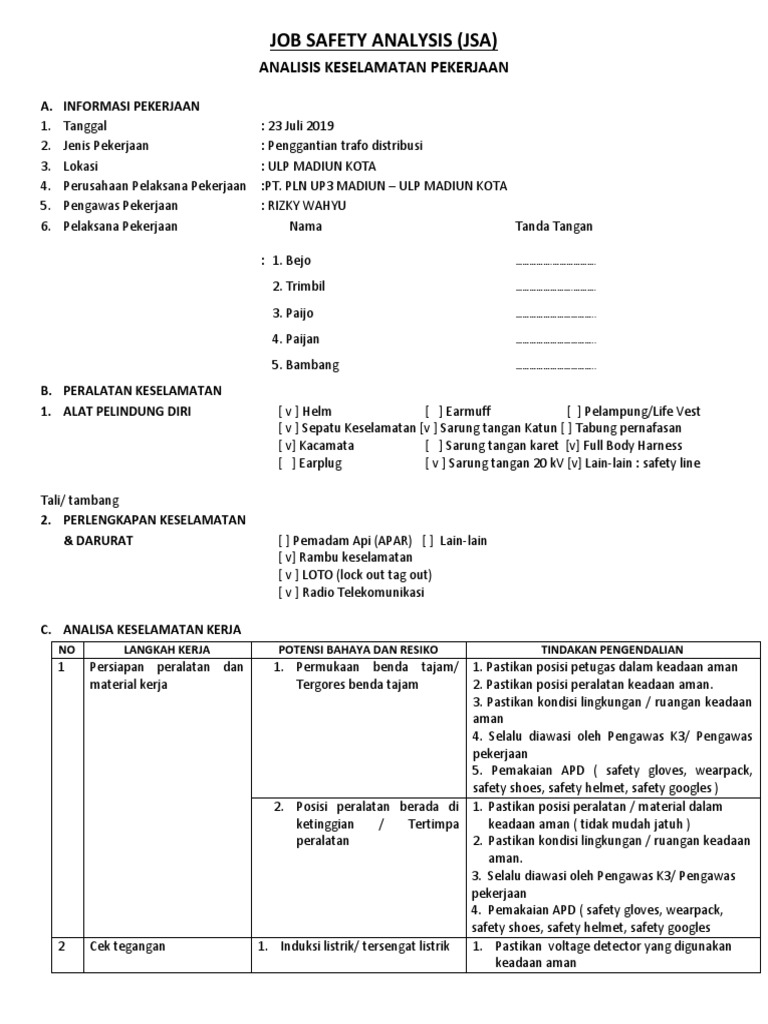 Pembuatan Jsa Penggantian Trafo | PDF