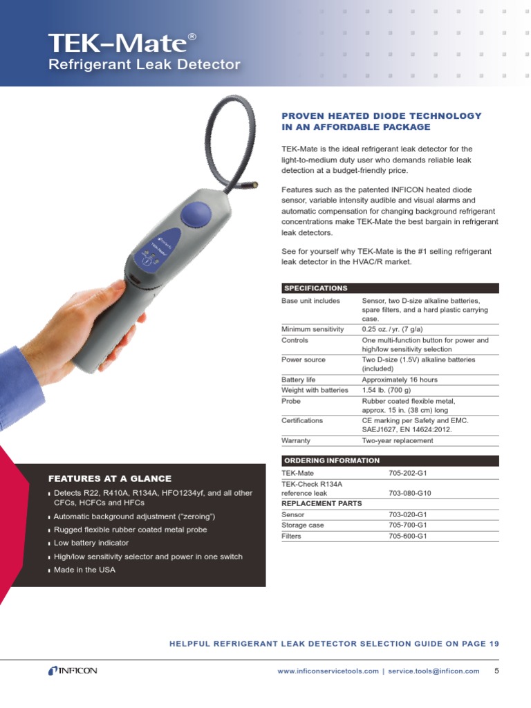 TEK-Mate: Refrigerant Leak Detector | PDF | Sensor | Chlorofluorocarbon