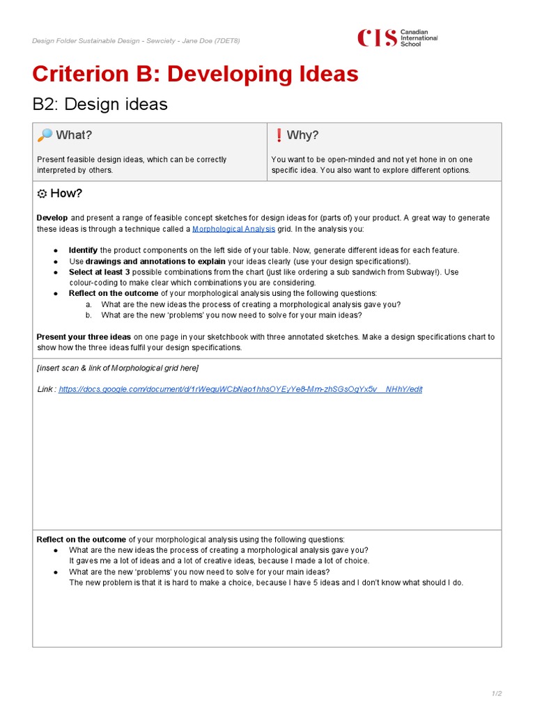 Criterion B: Developing Ideas | PDF | Design | Psychological Concepts