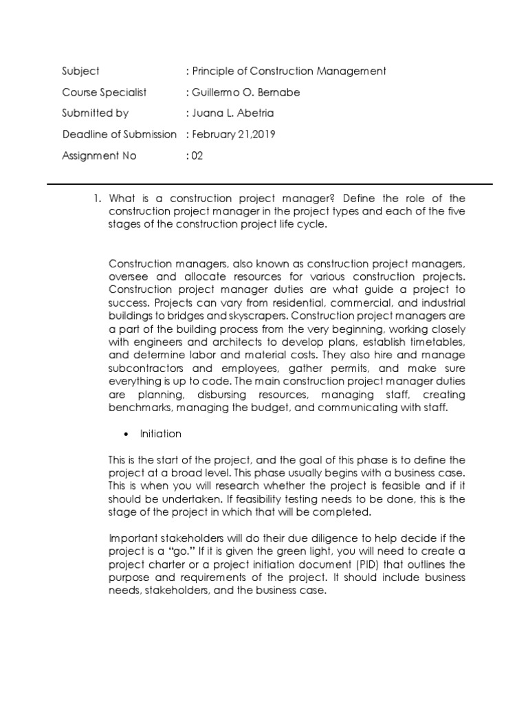 Principles of Construction Management | PDF | General Contractor ...