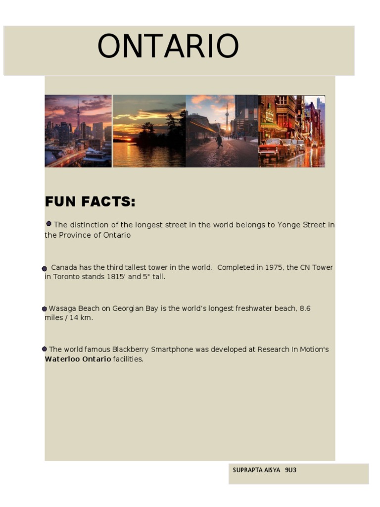 Ontario: Fun Facts | PDF
