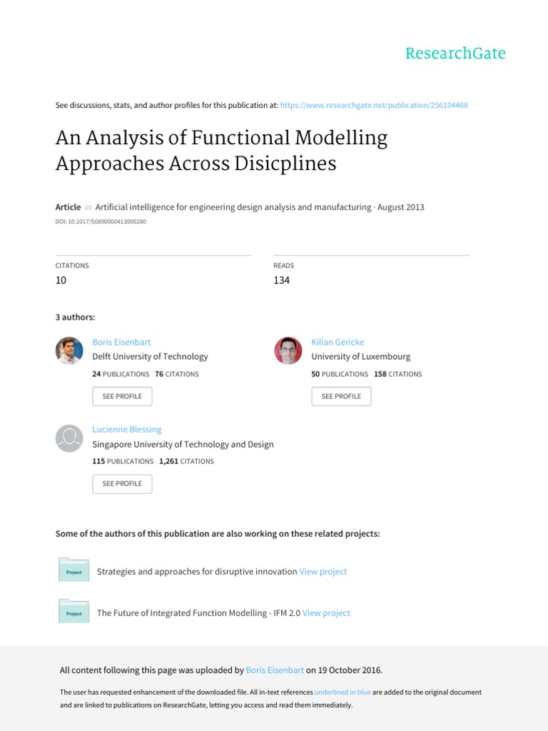 An Analysis of Functional Modelling Approaches Across Disicplines ...