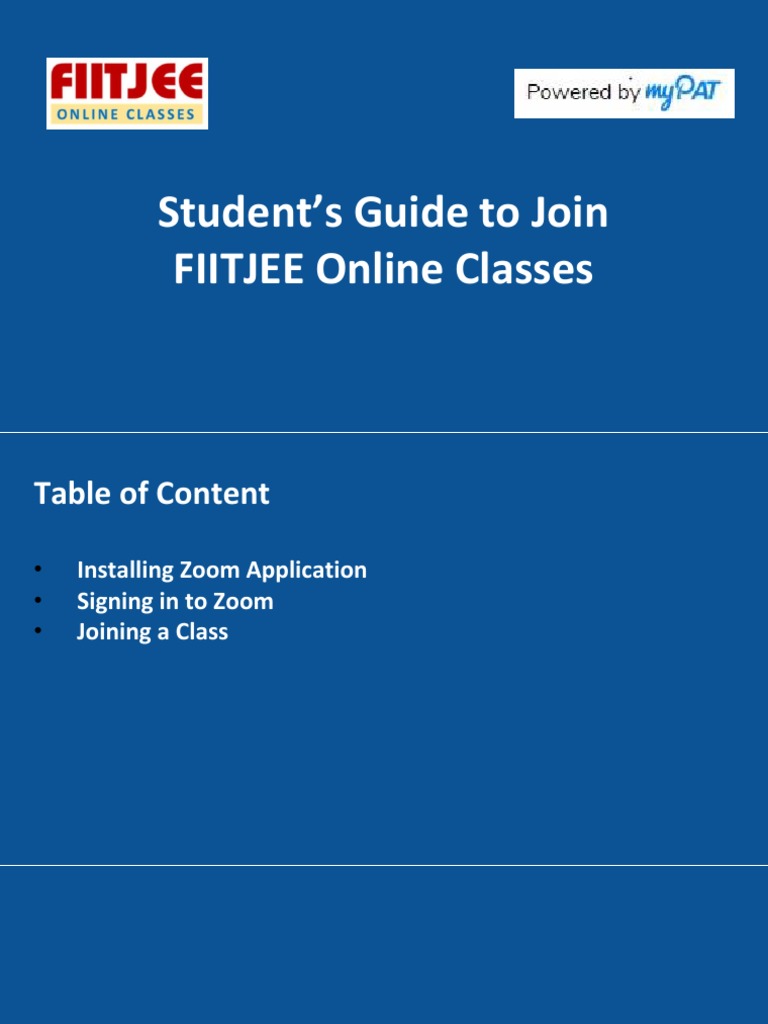 Student Guide To Join FIITJEE Online Classes With Zoom PDF | PDF