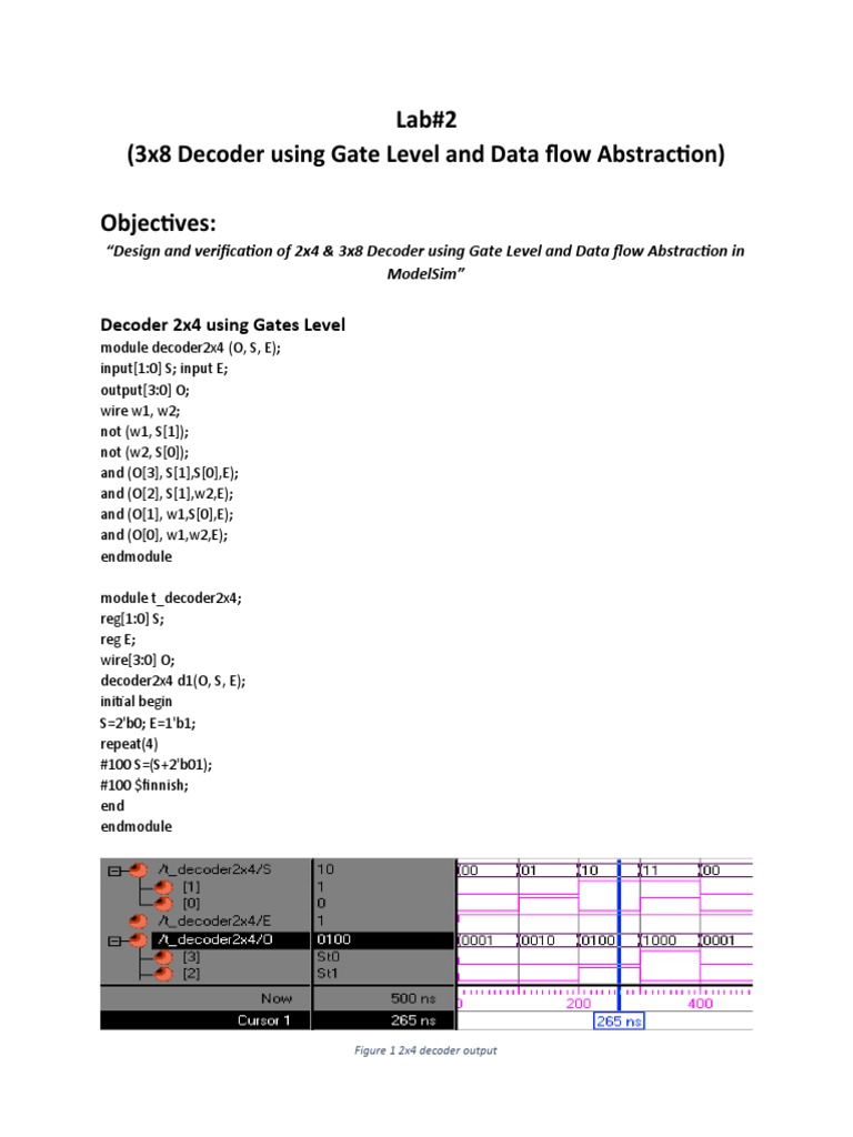Lab#2 (3x8 Decoder Using Gate Level and Data Flow Abstraction ...
