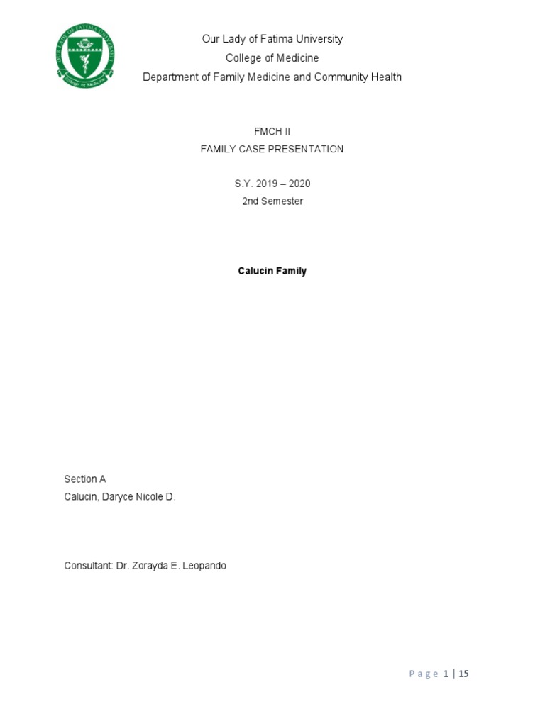 CALUCIN-Family Case Report | PDF | Family | Preventive Healthcare