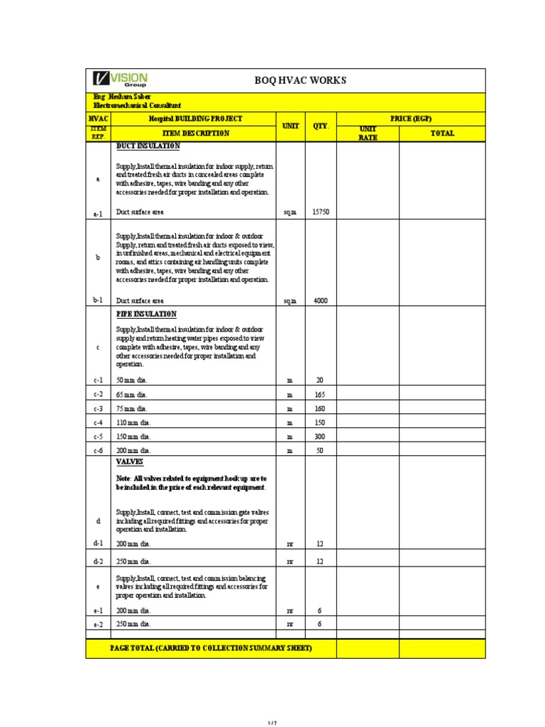 Boq Hvac Works: Item Ref | PDF | Duct (Flow) | Engineering Thermodynamics