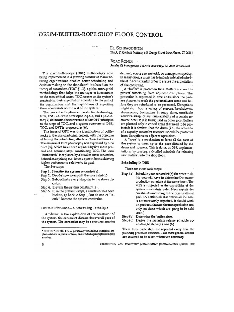 Drum-Buffer-Rope Shop Floor Control PDF | PDF