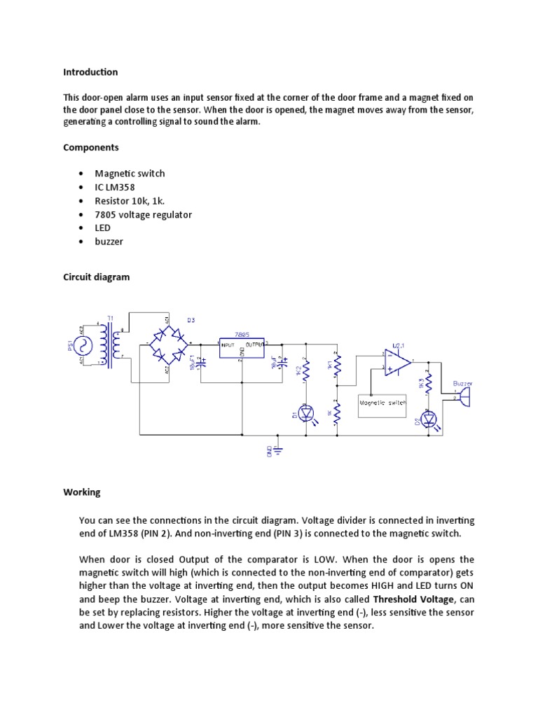 Magnetic Door Open Alarm System | PDF | Technology & Engineering