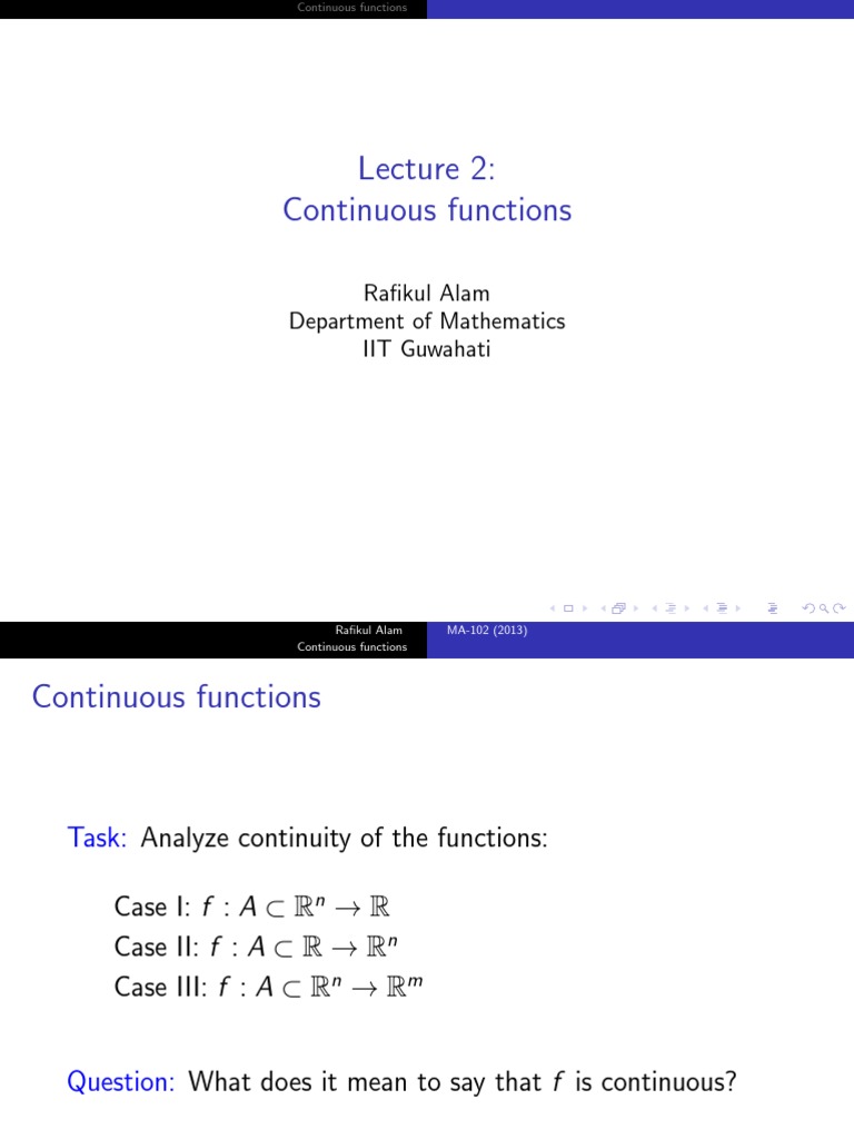 Continuous Functions Lecture | PDF | Continuous Function | Mathematical Structures
