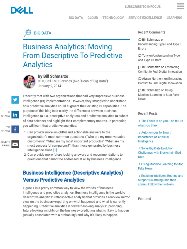 Business Analytics - Moving From Descriptive To Predictive Analytics ...