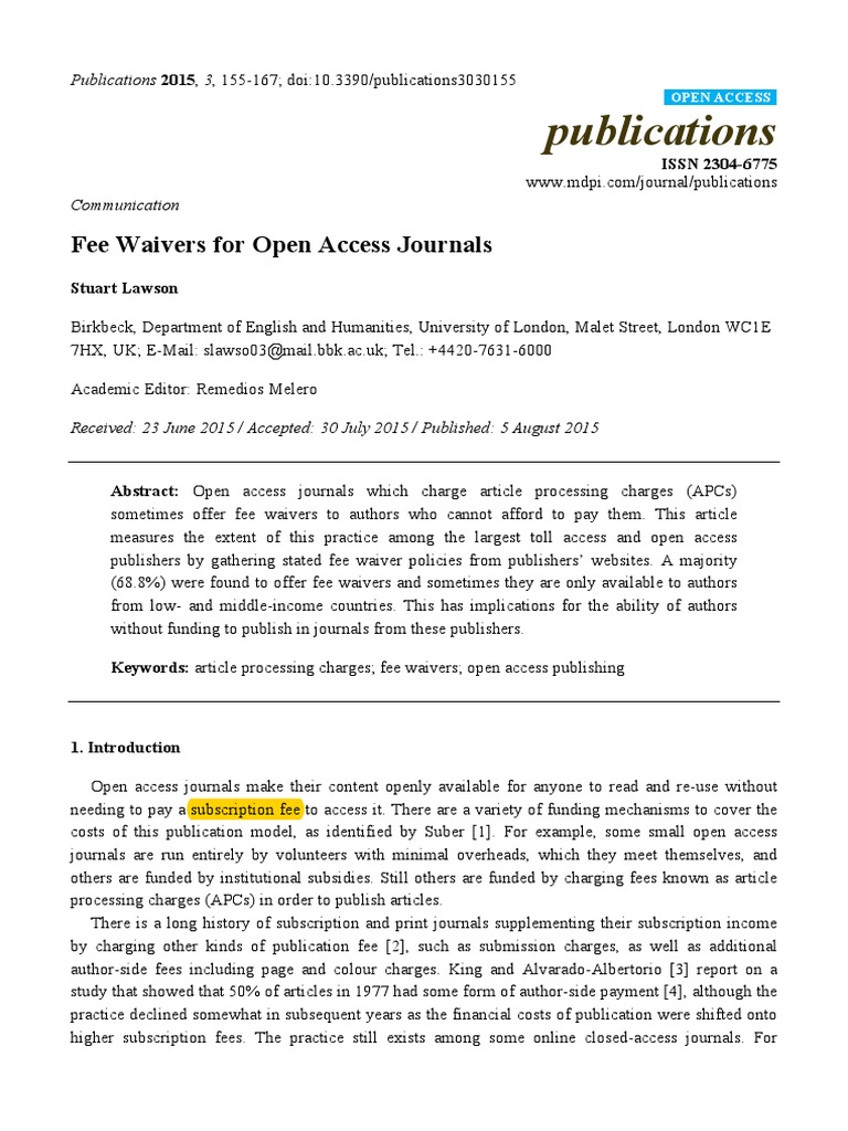List of Journals With Article Processing Charges (APC) - 2 | PDF | Open ...