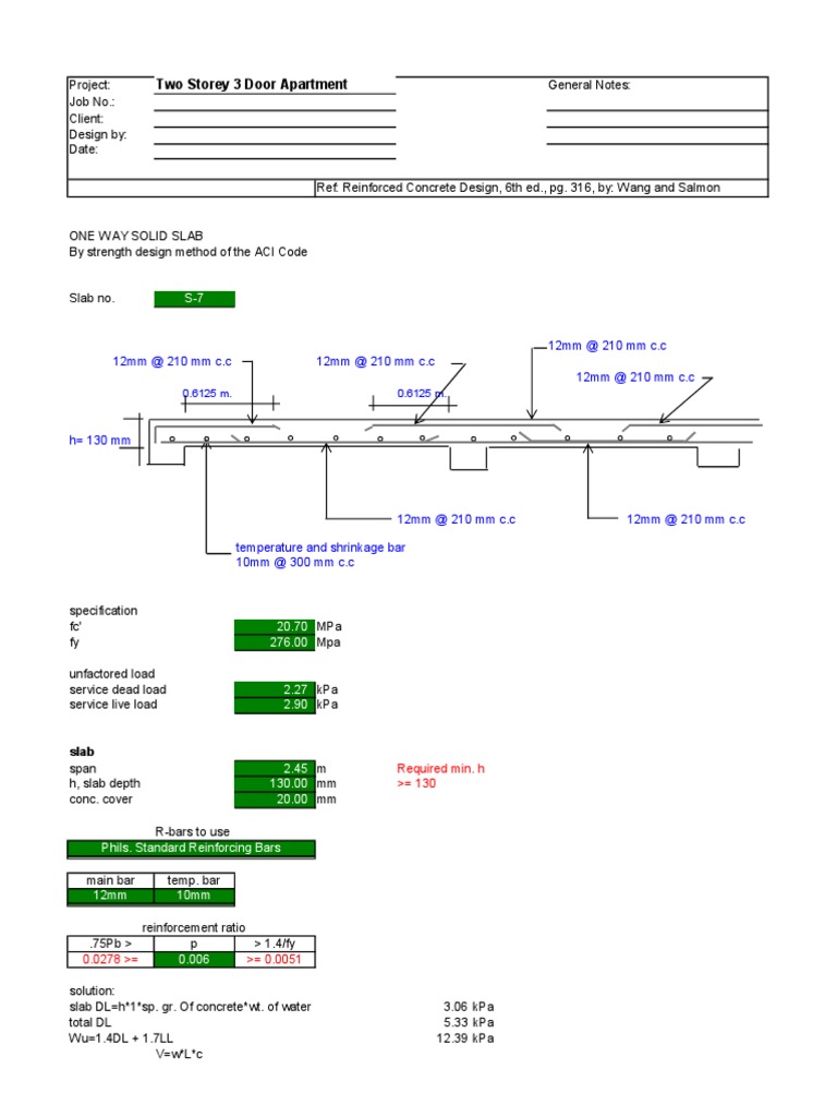 Design of One-Way Slab | PDF | Economic Sectors | Building Technology