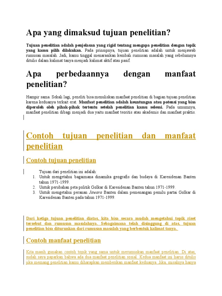 Manfaat dan Tujuan Penelitian Teoritis | PDF | Sains & Matematika