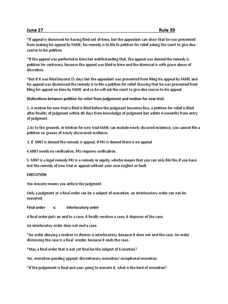 Rule 39: Remedies for Late Appeals and Distinctions Between Petition ...