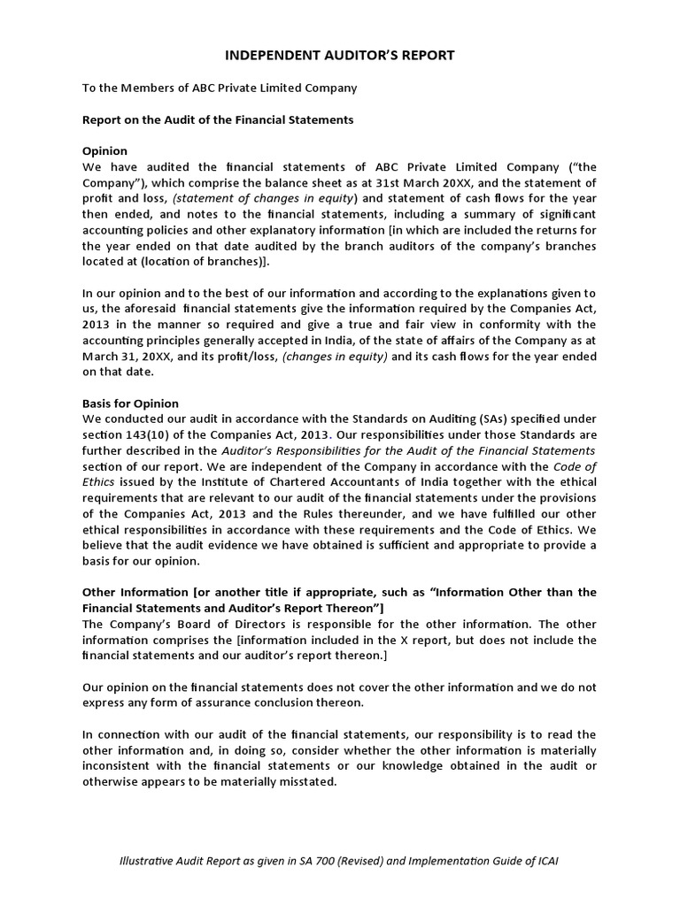 Audit Report1 | PDF | Going Concern | Auditor's Report