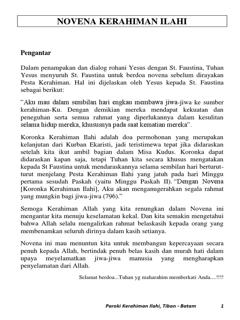 Novena Kerahiman Ilahi | PDF