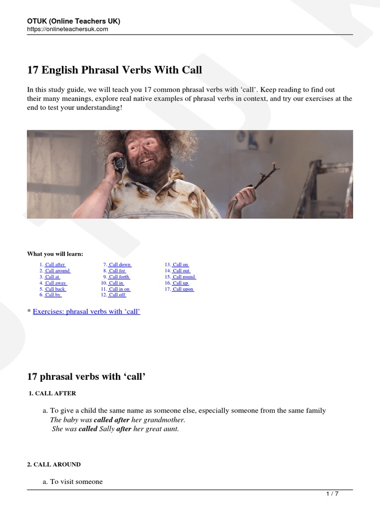 17 Phrasal Verbs With Call' | PDF | English Language