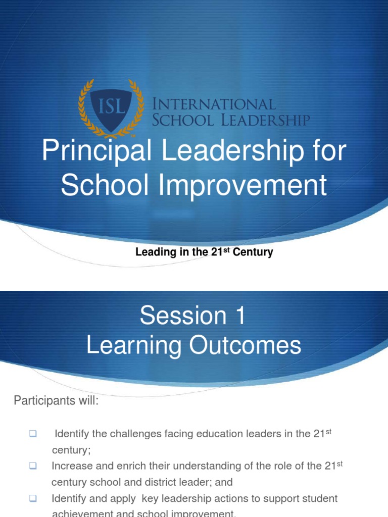Principal Leadership For School Improvement | PDF | Leadership | Goal