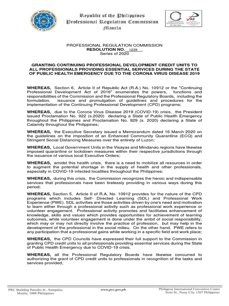 2020-1239 - CPD Units Professionals | PDF | Health Sciences | Medicine