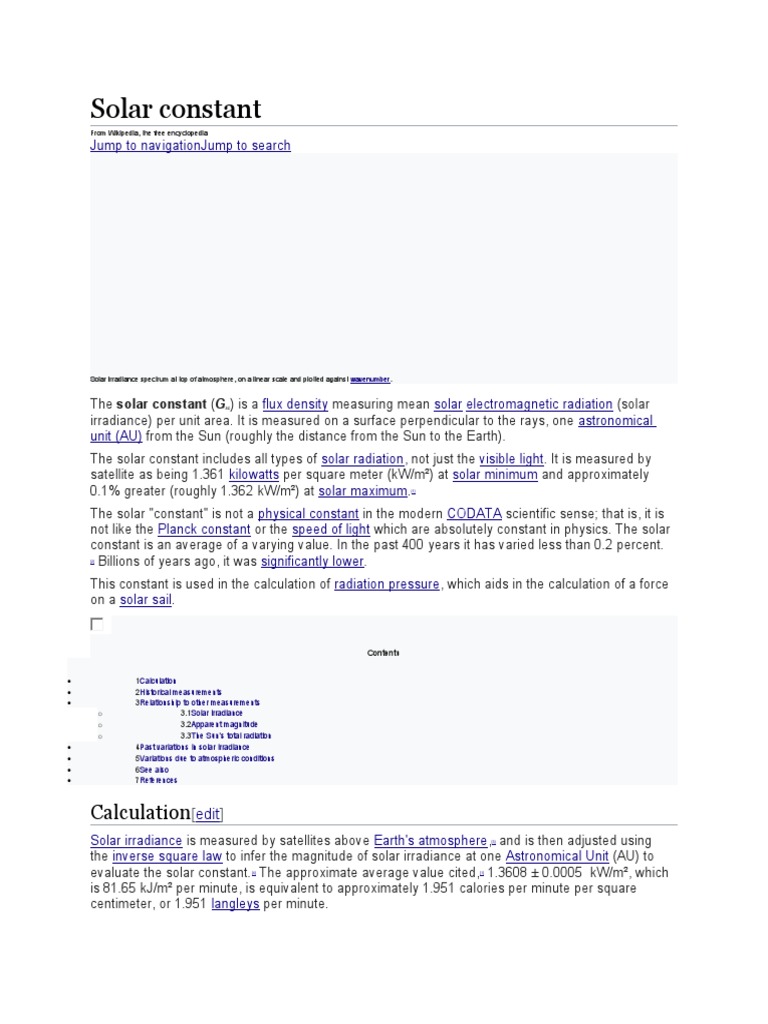 Solar constant explained | PDF | Sun | Bodies Of The Solar System
