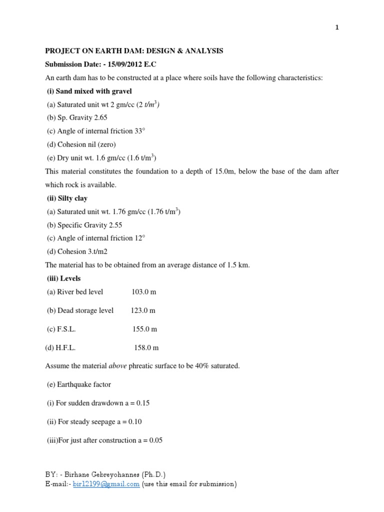 Earth Dam Design and Analysis Guide | PDF