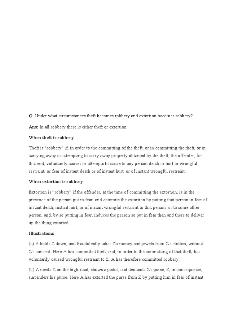 IPC Questions Answers | PDF | Assault | Robbery