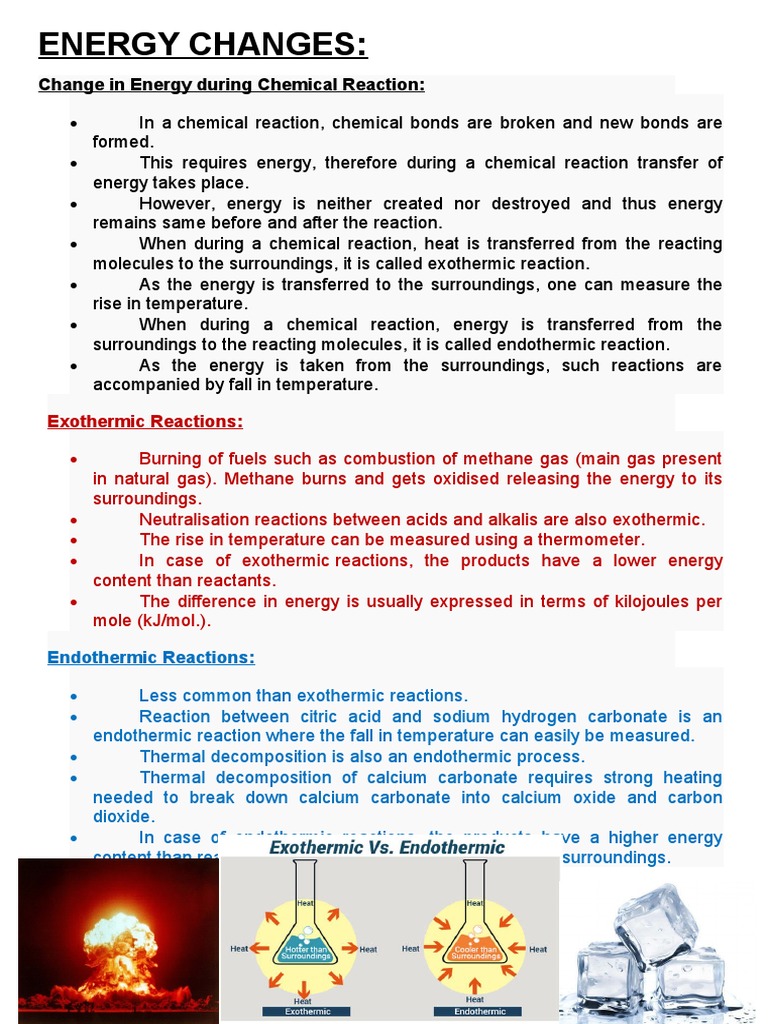 Energy Changes:: Change in Energy During Chemical Reaction | PDF ...
