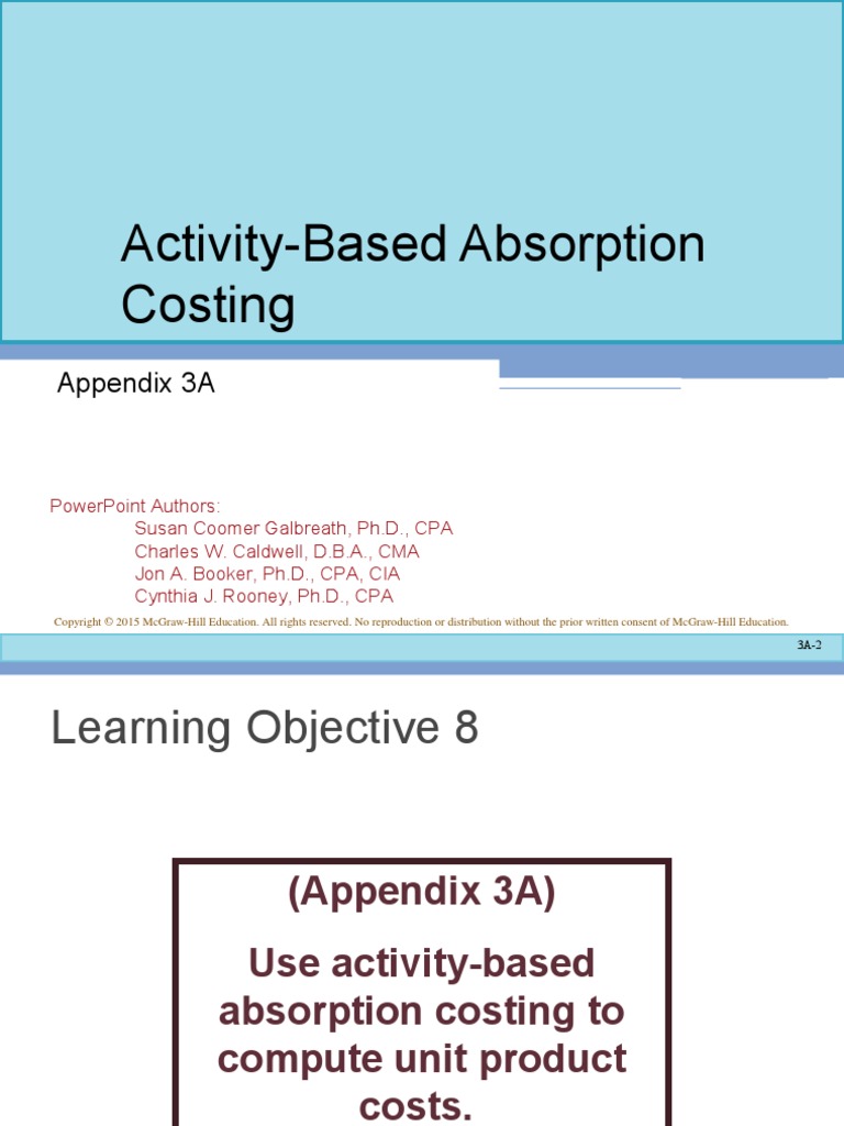 Activity-Based Absorption Costing: Appendix 3A | PDF | Production And ...