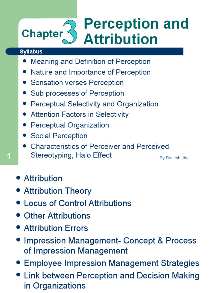 OB MBS Unit 3 Perception and Attribution | PDF | Perception | Bias