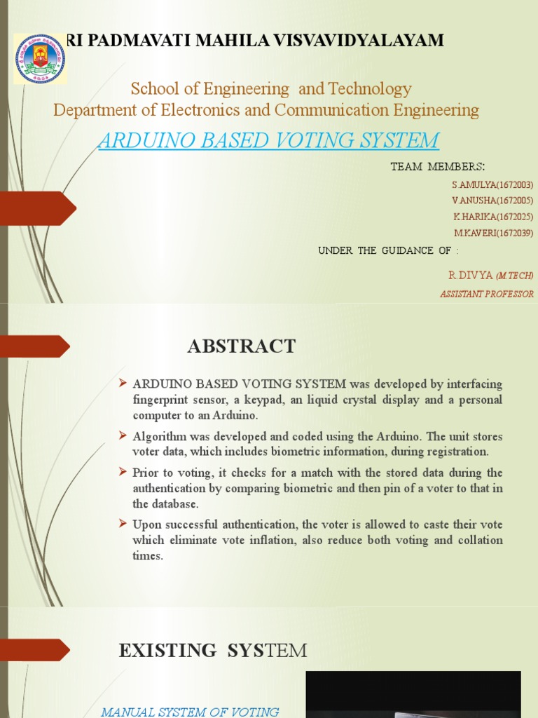 Arduino Based Voting System: Sri Padmavati Mahila Visvavidyalayam | PDF ...