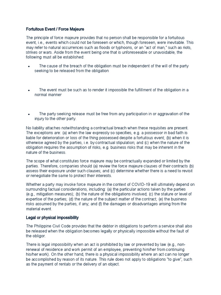Force Majeure (COVID-19) | Download Free PDF | Breach Of Contract ...