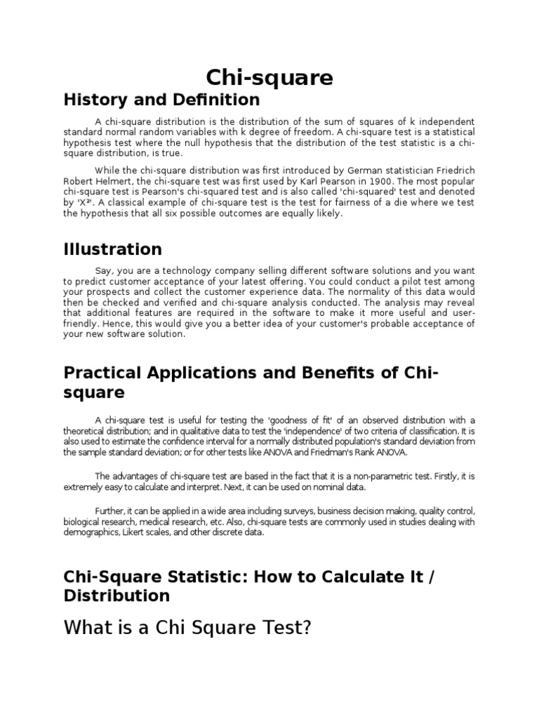Chi-Square: History and Definition | PDF | Chi Squared Distribution ...