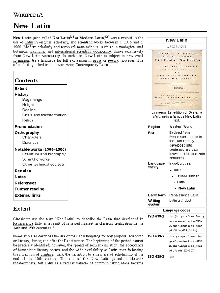New Latin (Also Called Neo-Latin | PDF | Linguistics | Languages