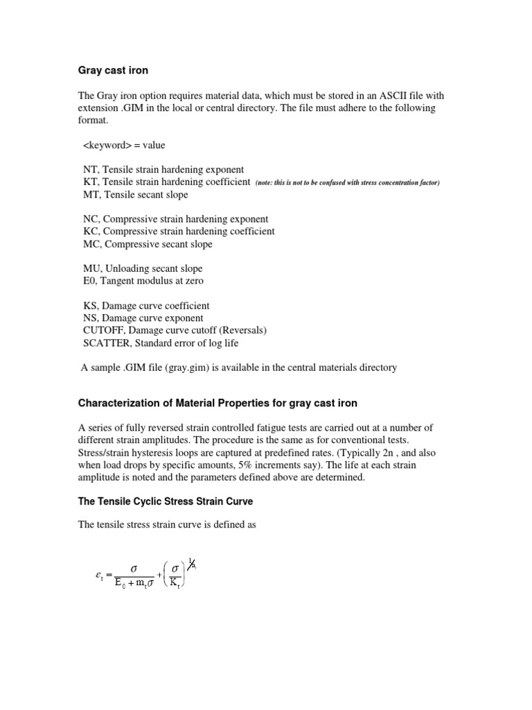 Gray Cast Iron Material Properties File Format | PDF
