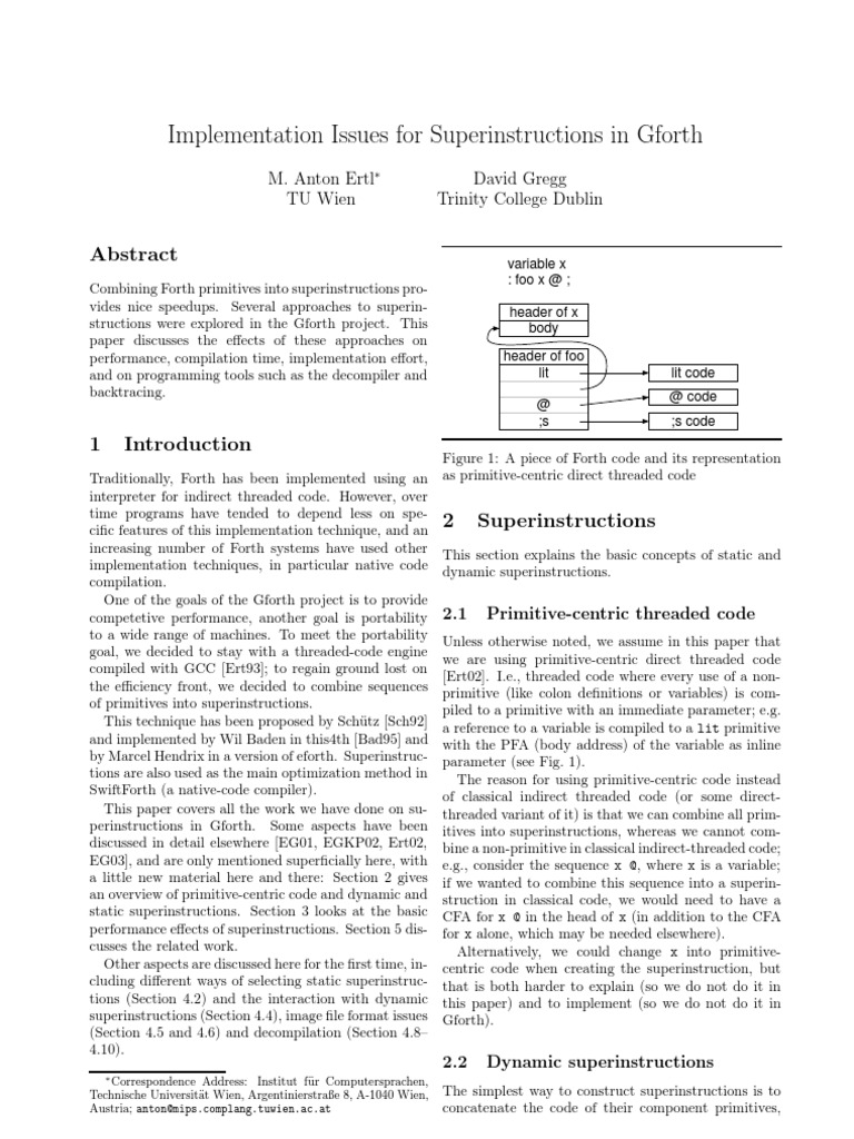 Implementation Issue For Super Instructions in Gforth | PDF | Central ...