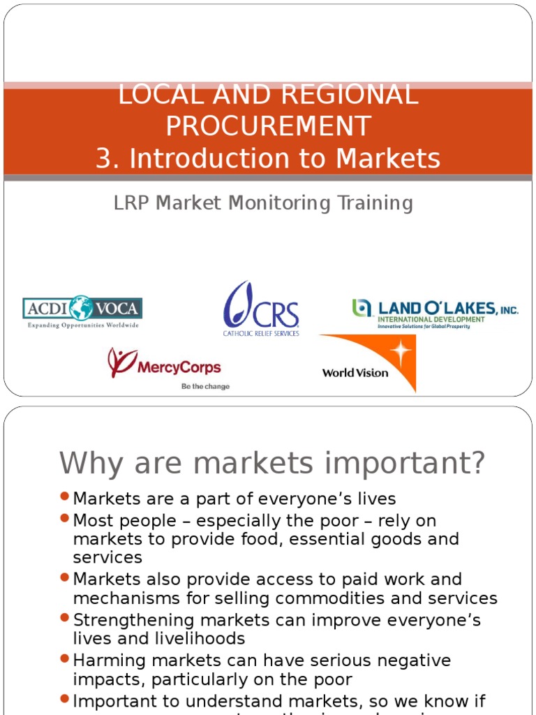 Local and Regional Procurement 3. Introduction To Markets: LRP Market Monitoring Training | PDF ...