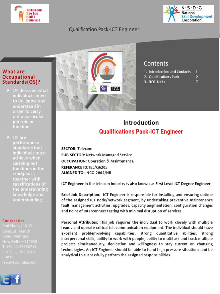 Qualification Pack ICT Engineer | PDF | Computer Network | Information ...