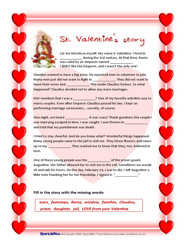 ST Valentines Story and Valentines Quiz Icebreakers Reading ...