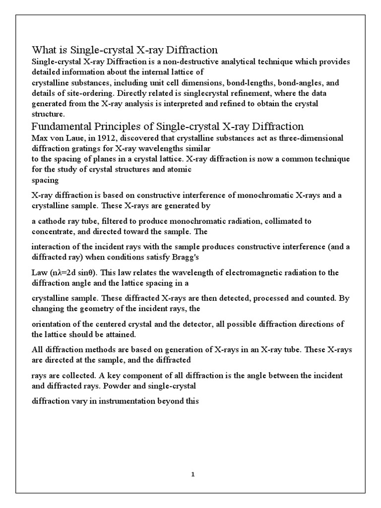 A Comprehensive Overview of Single-Crystal X-Ray Diffraction ...