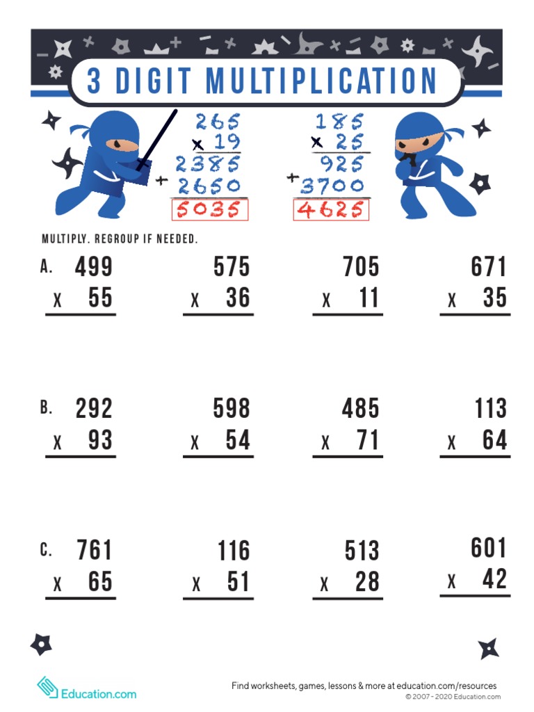 3 Digit by 2 Digit Multiplication | PDF